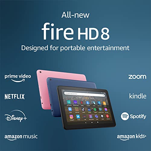 Amazon Fire HD 8 tablet, 8β HD Display, 32 GB, 30% faster processor, designed for portable entertainment, (2022 release), Rose, without lockscreen ads