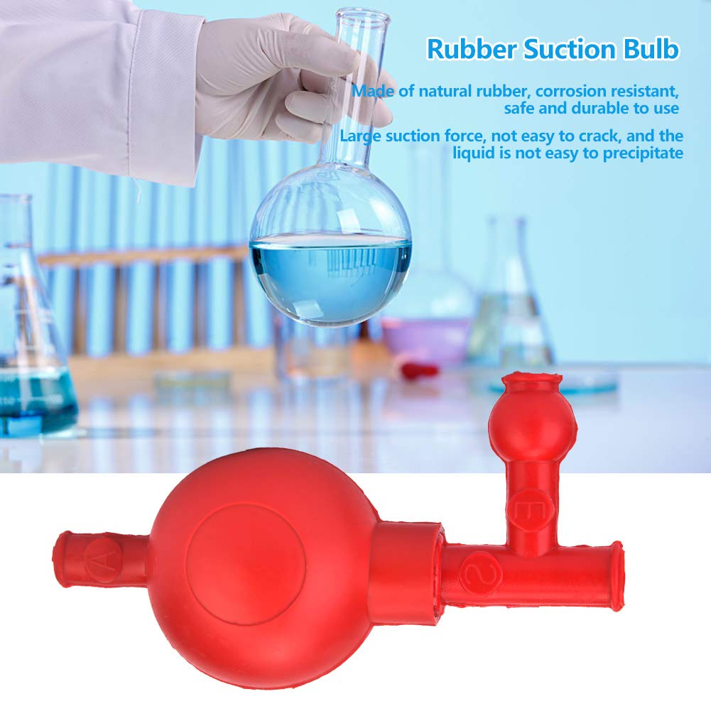 Rubber Pipette Filler Labware Rubber Suction Bulb Filling Ball with 3 Valves Pipettor Accessory for Chemistry Labware(Red)