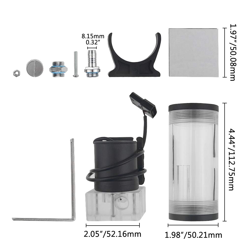 BXQINLENX 600L/H 19W DC12V CPU Cooling Heat Exchanger Water Pump Tank 117 ml CO2 Cooler