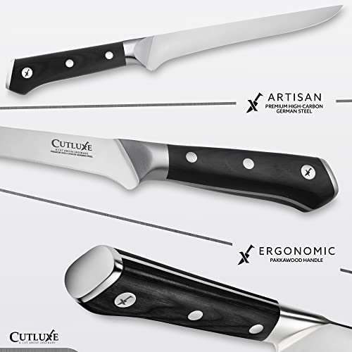 Cutluxe Boning & Fillet Knife β 6" Deboning Knife, Perfect for Meat Trimming β Razor Sharp Blade from High Carbon German Steel β Full Tang & Ergonomic Handle Design β Artisan Series