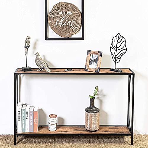 2 Tier Narrow Console Sofa Entryway Table with Storage Shelf for Living Room Hallway Foyer Corridor Office, 47" L x 9" W x 29" H