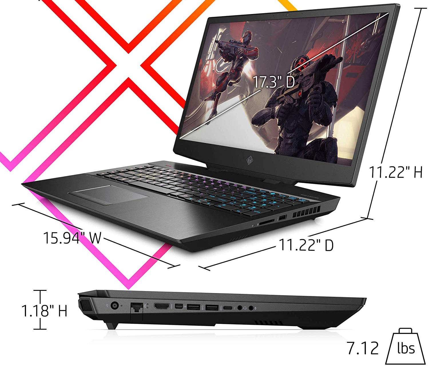 HP OMEN 17 Premium Gaming Laptop PC, 17.3 FHD 144Hz IPS Display, Intel Core i7-10750H, RTX 2070 8GB, 32GB DDR4 RAM, 1TB SSD + 1TB HDD, Webcam, RGB Backlit Keyboard, WiFi 6, Win 10 Home, Black