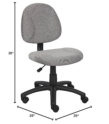Boss Office Products Perfect Posture Delux Fabric Task Chair without Arms in Grey