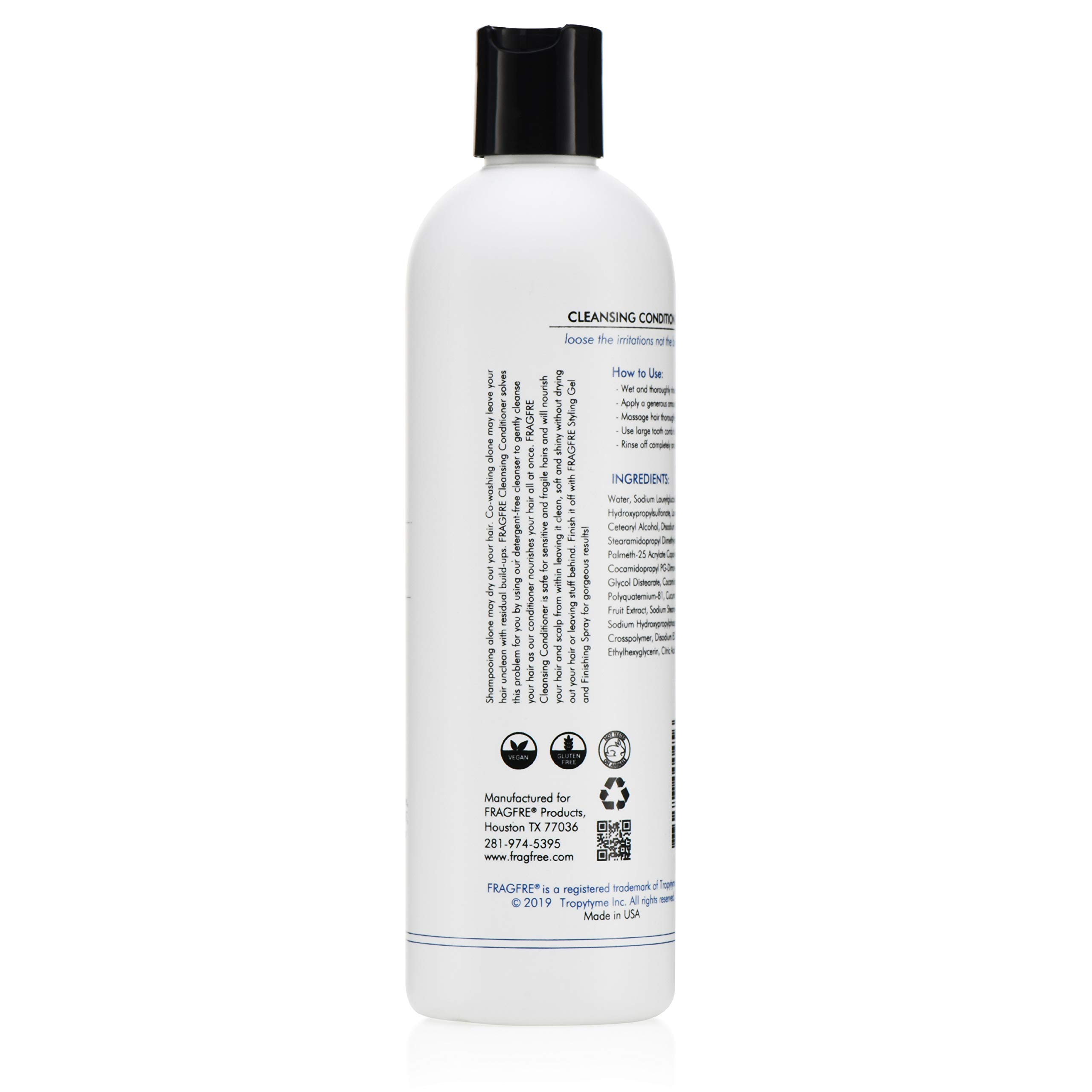 FRAGFRE Cleansing Conditioner for Fine Fragile and Treated Hairs 12 oz - Co-Wash for Sensitive Scalps - No Fragrance No Sulfate No Parabens - Hypoallergenic Vegan Co-wash (1 Pack)