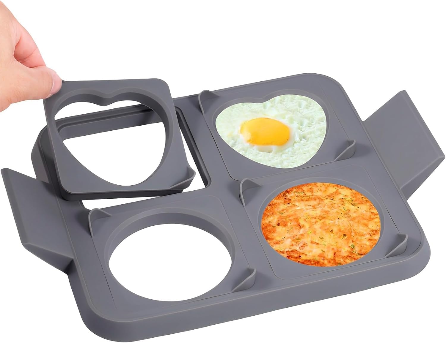 5-Piece Egg Ring Tray,Non-Stick, Easy Egg Ring Molds,Food-Grade Silicone, Removable Bands, Heat-Resistant Pancake Molds,Ideal for Culinary Use
