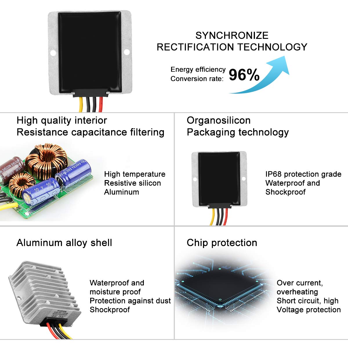DC Voltage Regulator Buck Converter DC 12V 24V Step-Down to 5V 20A 100W Reducer stabilized Power Supply Converter Waterproof Module Transformer