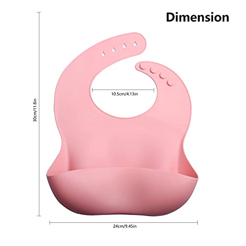 GODR7OY Silicone Baby Bib, BPA Free Waterproof Bibs, Adjustable 3PCS (Girls)