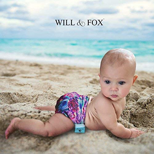 Reusable Swim Diaper & Wet Bag for Babies, Infants & Toddlers 0-2 Years Adjustable Girls Swimming Diaper & Water Resistant Swim Bag β Floral β 1 Pack by Will & Fox