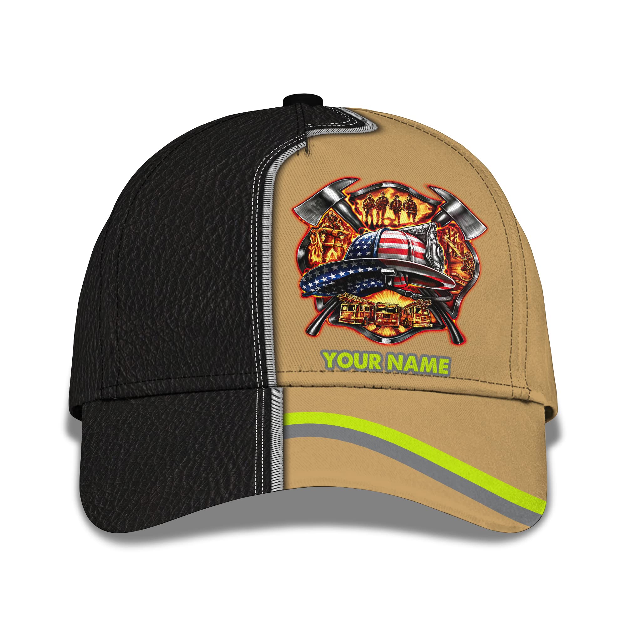 3D Printing Customizable Firefighter Adjustable Snapback Baseball Cap American Fireman Hat Gift for Fire Fighter Men Women Multicolor