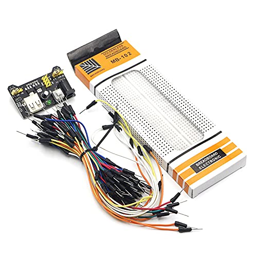 3.3V/5V MB102 Breadboard Power Module+MB-102 830 Points Solderless Prototype Bread Board kit +65 Flexible Jumper Wires