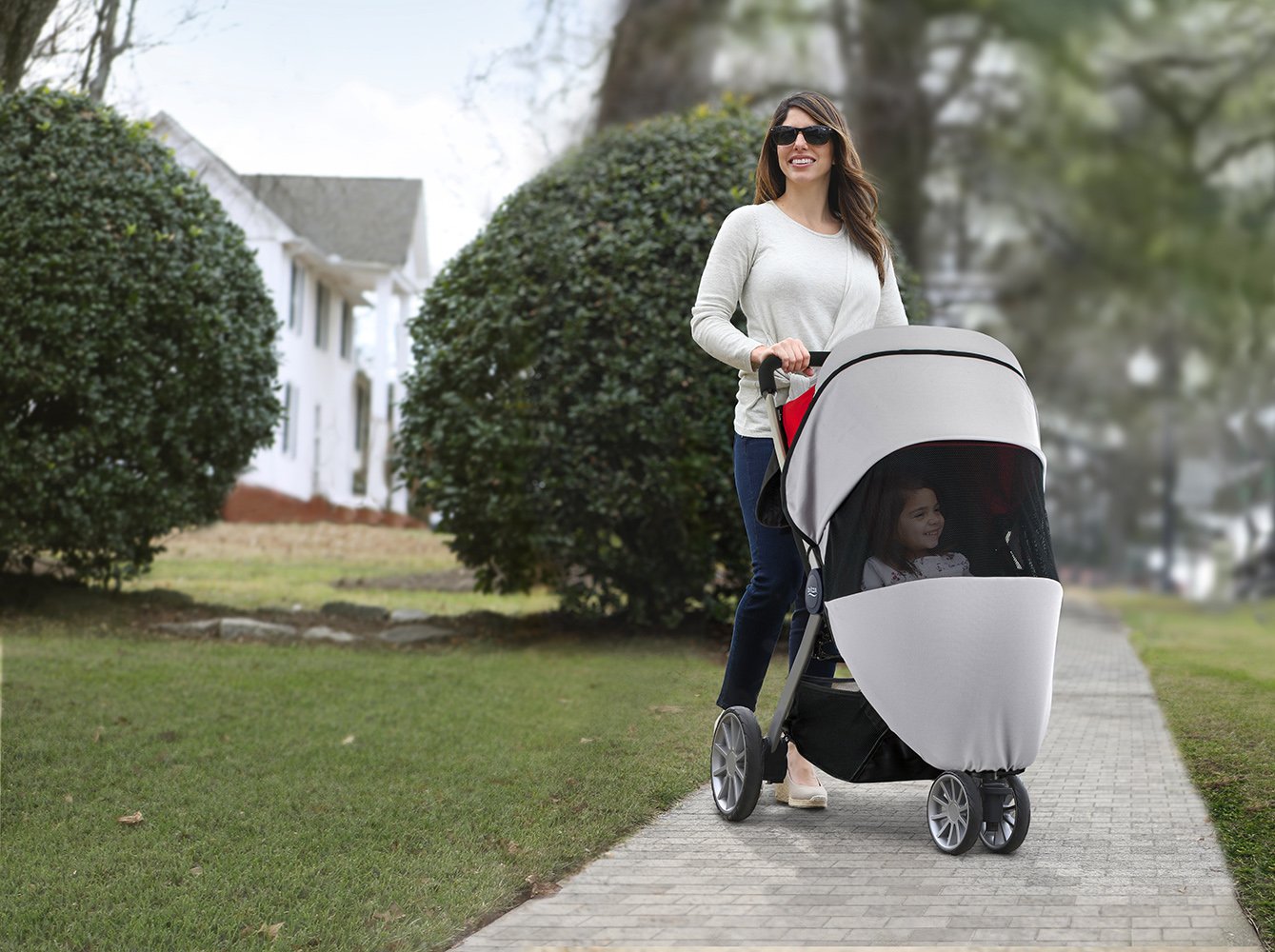 Britax B-Lively Stroller UPF 50+ Sun and Bug Cover | Full Ventilation Netting + Encloses Front and Sides of Stroller