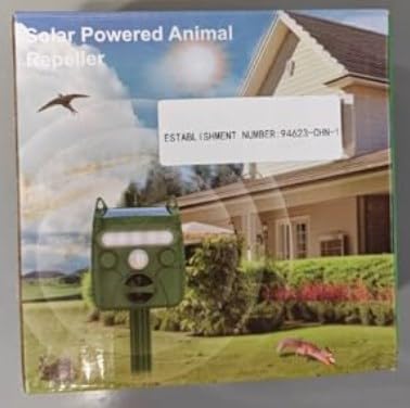 2 Pcs Solar Ultrasonic Animal Repellent, 2024 Deer Repellent Devices with Motion Sensor Flash Light to Scare Away Cat Squirrel Skunk Deer Raccoon Rabbit, Cat Deterrent Outdoor Dog Repellent for Yard