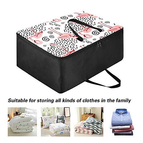 MCHIVER Quilt Storage Bag Clothing Organizer - Flamingo Pattern Under Bed Storage Bins Bedroom Storage Clear Window & Carry Handles Great for Under Bed Storage