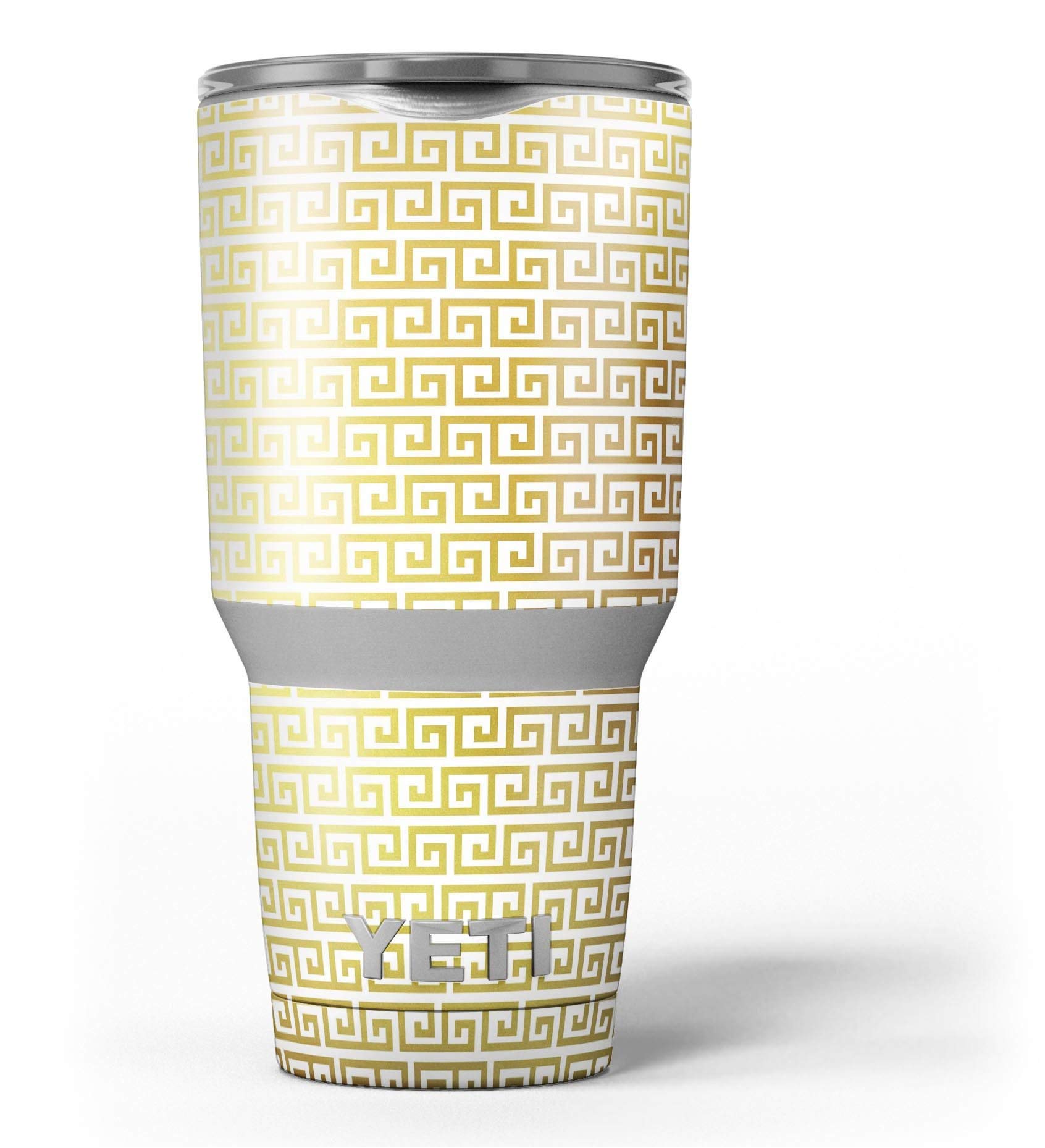Design Skinz Golden Greek Pattern - Skin Decal Vinyl Wrap Kit Compatible with The Yeti Rambler Cooler Tumbler Cups