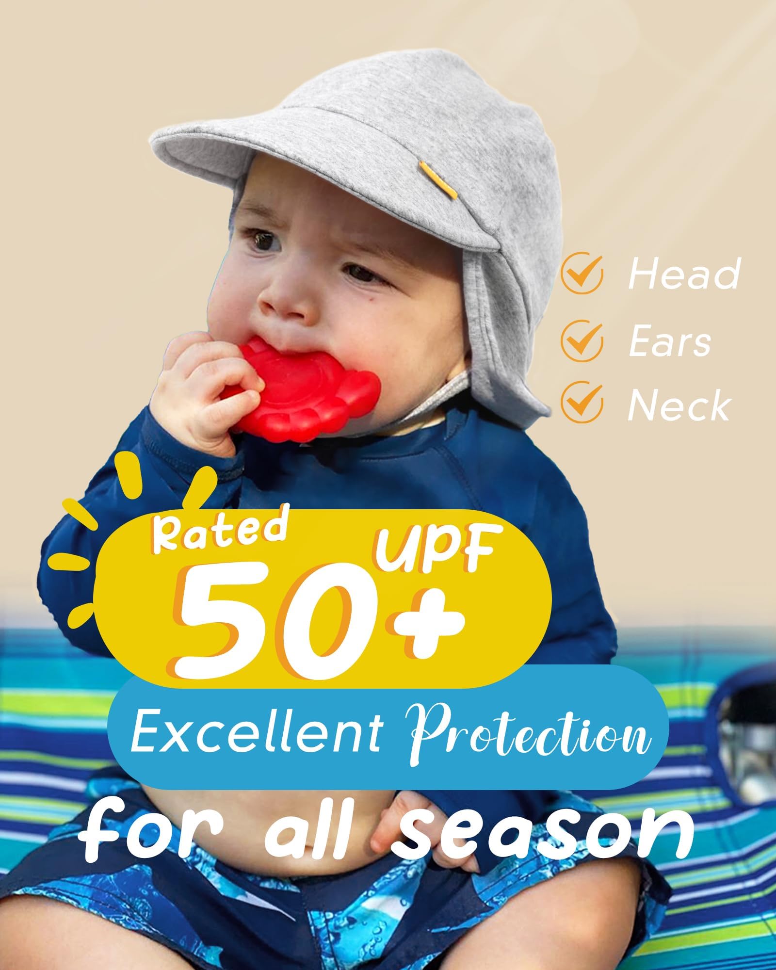 FURTALK Baby Sun Hat UPF 50+ UV Ray Sun Protection Cotton Toddler Hats for Boys Girls