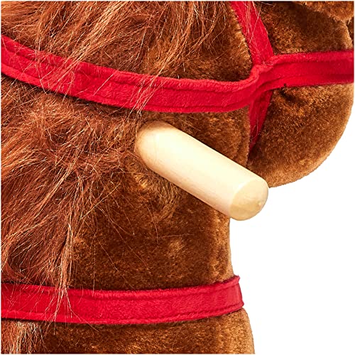 Animal Adventure | Real Wood Ride-On Plush Rocker | Chestnut Horse | Perfect for Ages 3+, 28" x 12" x 22"