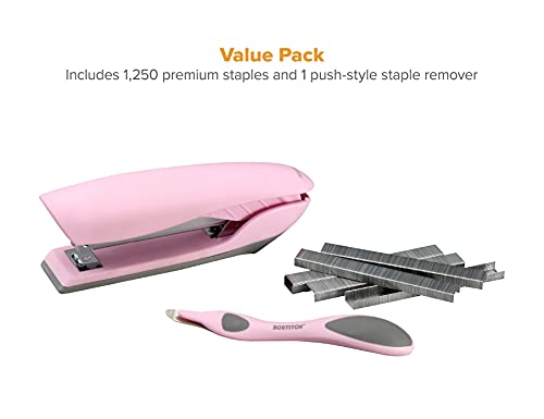 Bostitch Office Velvet No-Jam Stapler Value Kit, Includes Staples and Magnetic Staple Remover, Pink (B326-PP-VLT-PNK) (BOSB326PPVLTPNK)