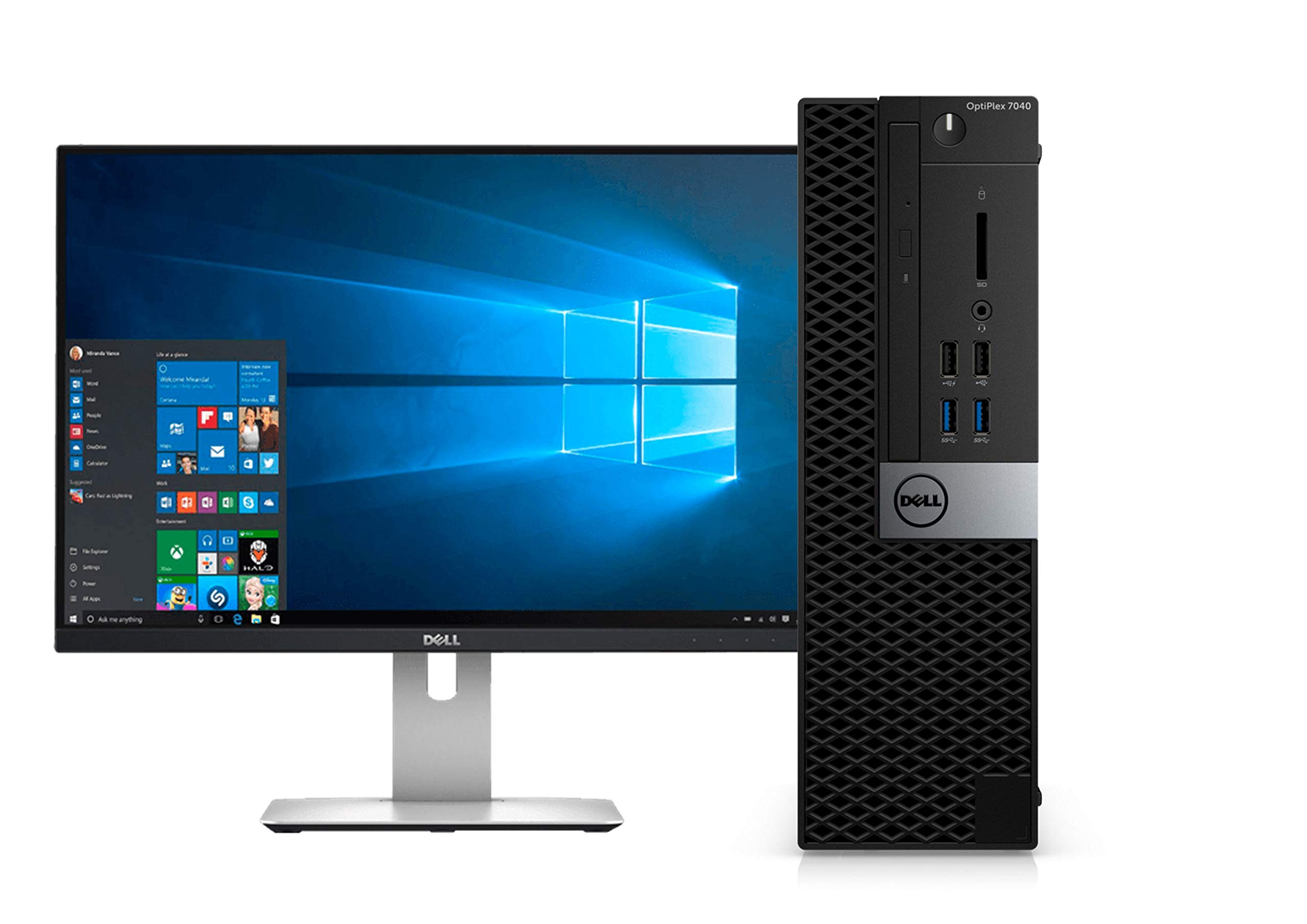 Dell Optiplex 7040 Small Form Factor Desktop PC, Intel Core i7-6700, 16GB Ram, 2TB SATA Drive + 256GB SSD WiFi, DVD-RW, 24 LCD, Windows 10 Pro (Renewed)