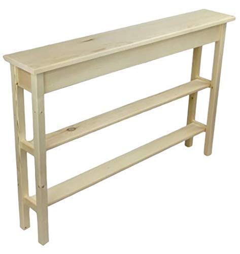 46" Narrow Console Sofa Table - Unfinished Foyer Pine Table With 2 Bottom Storage Shelf