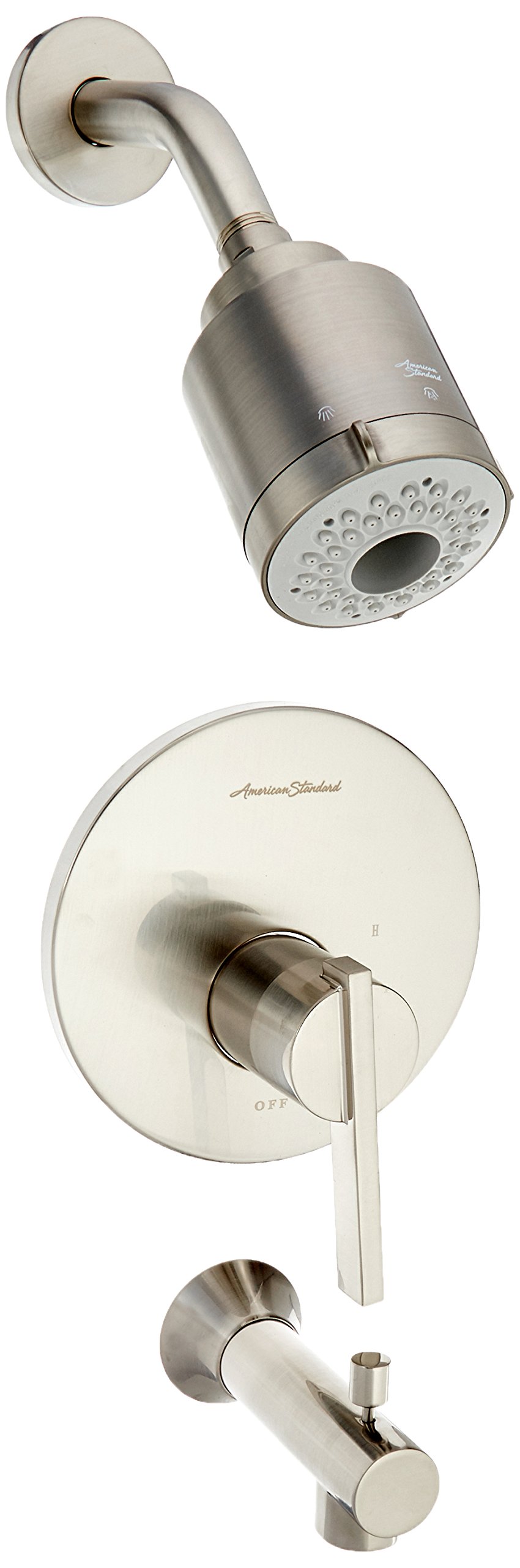 American Standard T430508.295 Berwick Pressure Balance Bath and Shower Trim with Flowise 3-Function Showerhead, Satin Nickel
