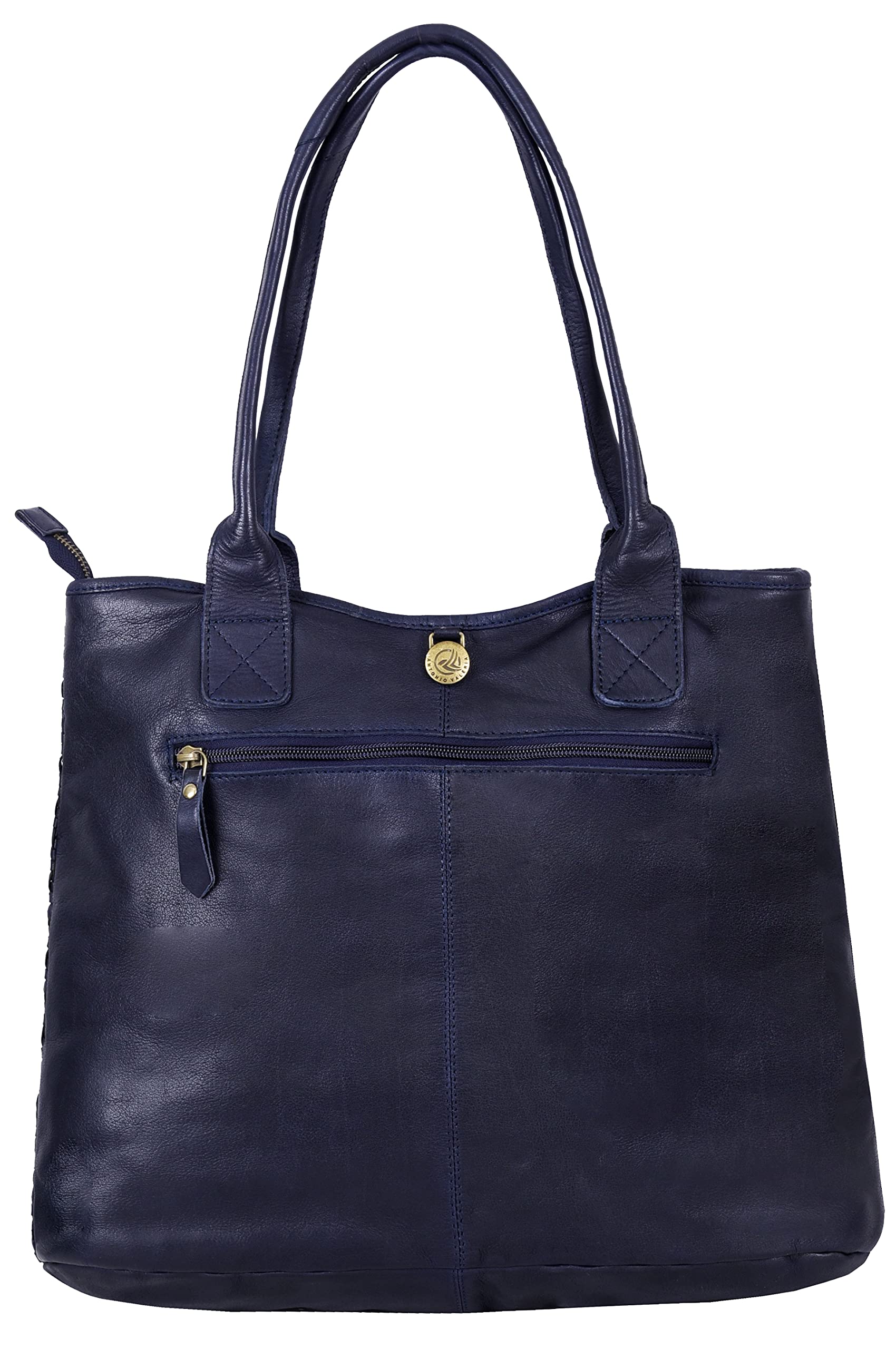 ANTONIO VALERIA Alice Blue Braided Washed Leather HandBag for Women