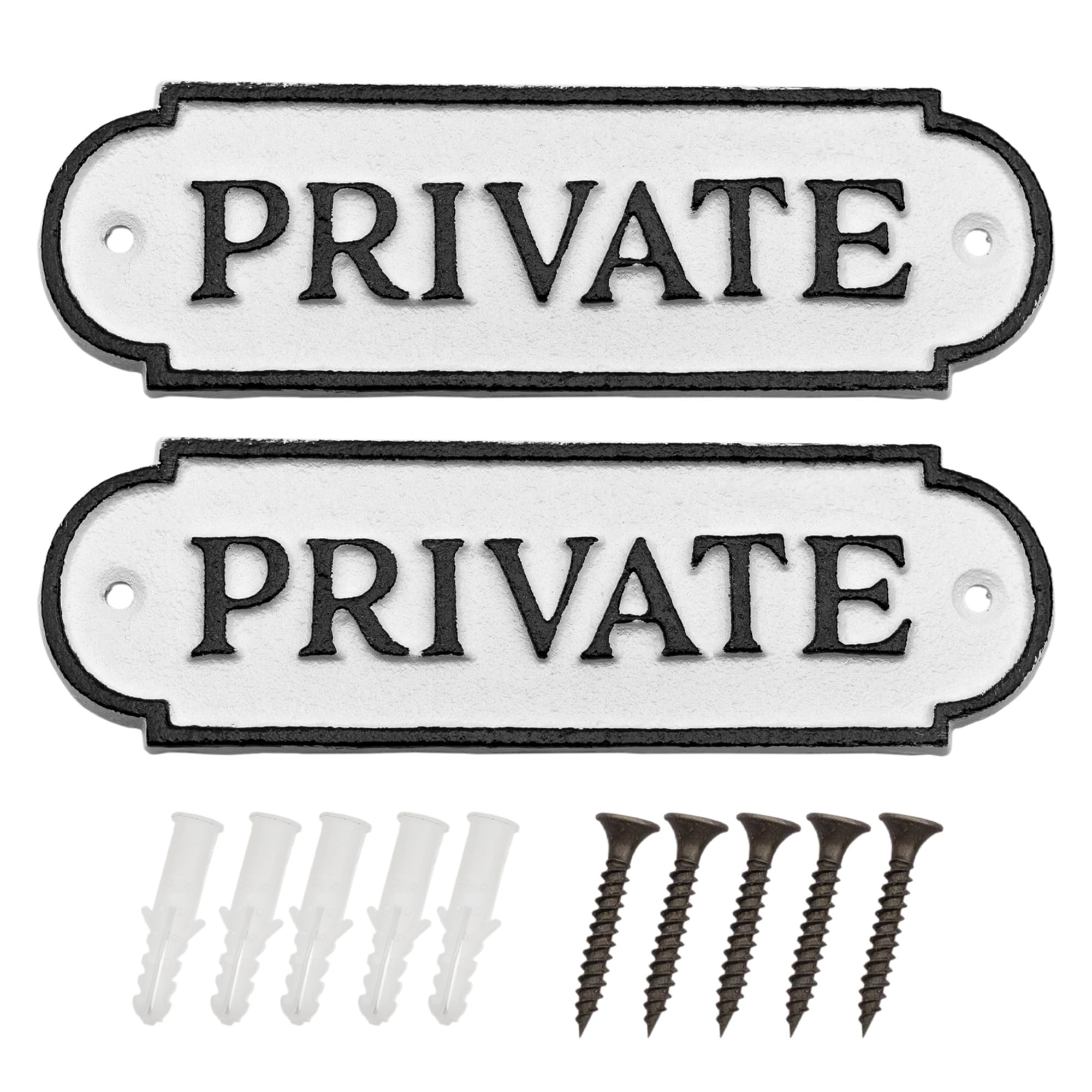 AuldHome Design Garden Gate Cast Iron Signs (Set of 2); Rustic Plaques in Black and White Farmhouse Style for GARDEN and PLEASE CLOSE THE GATE