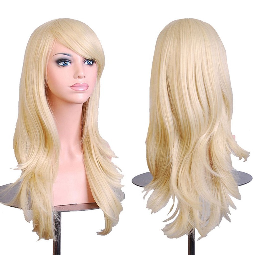 AneShe Wigs 28" Long Wavy Hair Heat Resistant Cosplay Wig for Women (Light Blonde)