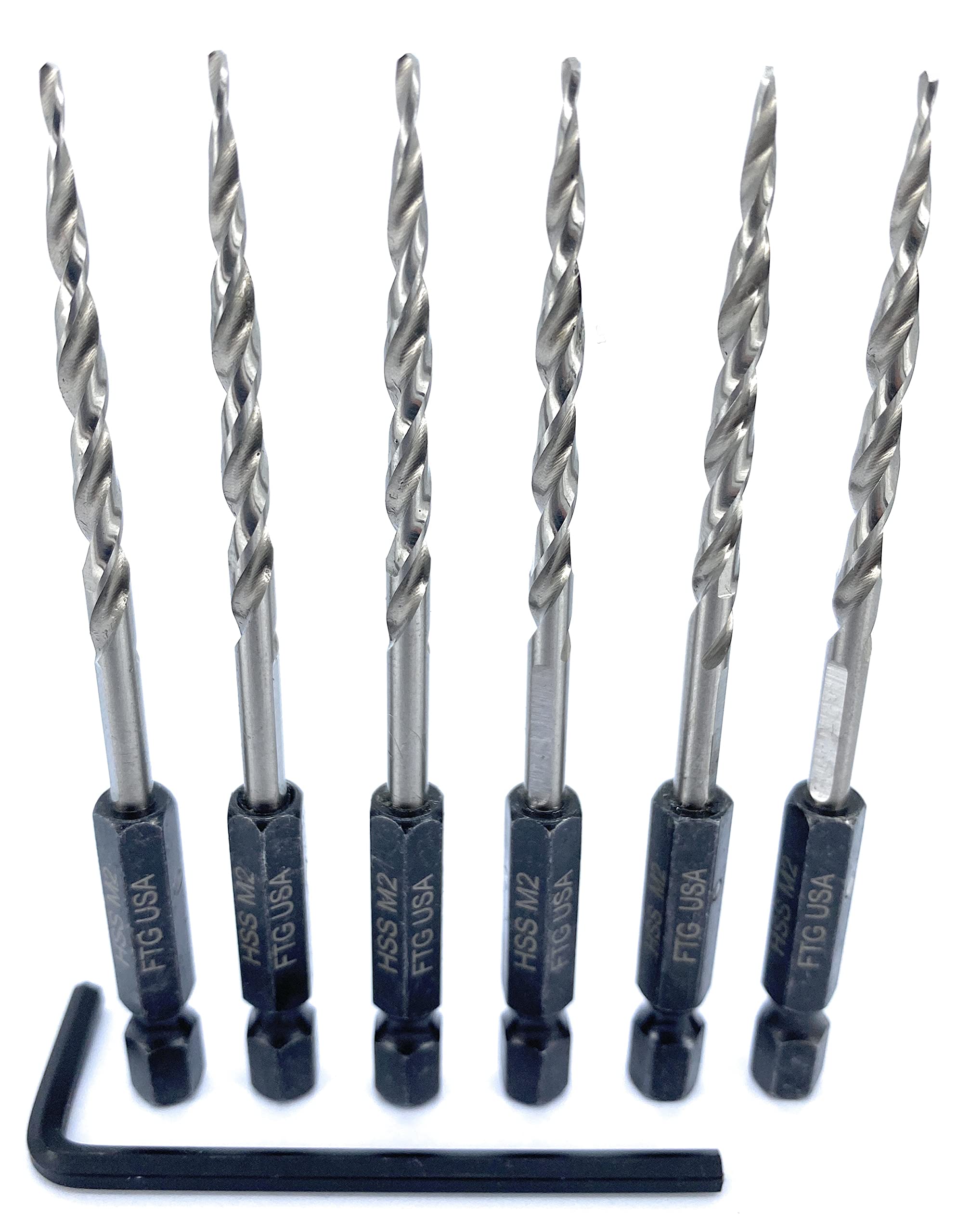 FTG USA Replacement Tapered Countersink Drill Bit Set 6 Pc (#6) 9/64"