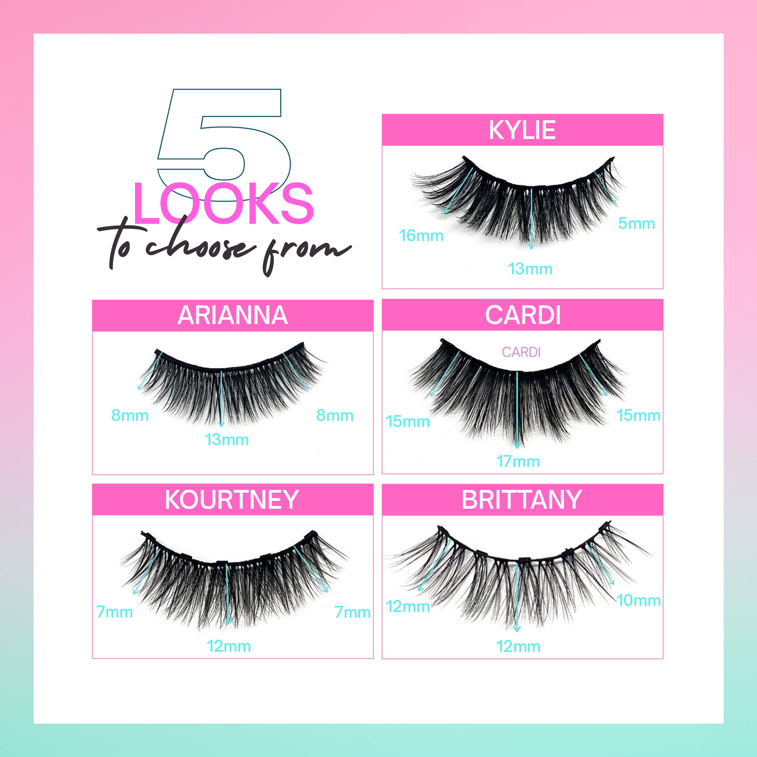 Lash BFF Magnetic False Lashes Variety Pack with Eyeliner, Wispy, Natural Look, and Dramatic Eyelashes, Reusable 3D Strip Eyelashes Bulk Kit, Waterproof Faux Lashes No Glue
