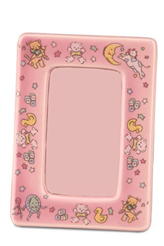BRUBAKER My First Piggy Bank Gift Set for Baby Girl - 4 Pcs Keepsake Gift Set Includes Piggy Bank, First Curl, First Tooth and Photo Frame - Pink
