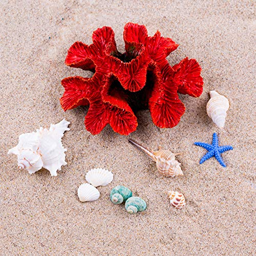 Danmu 1Pc of Polyresin Coral Ornaments, Aquarium Coral Decor 4 7/10" x 4 7/10" x 1 9/10" for Fish Tank Aquarium Decoration[Updated Version]