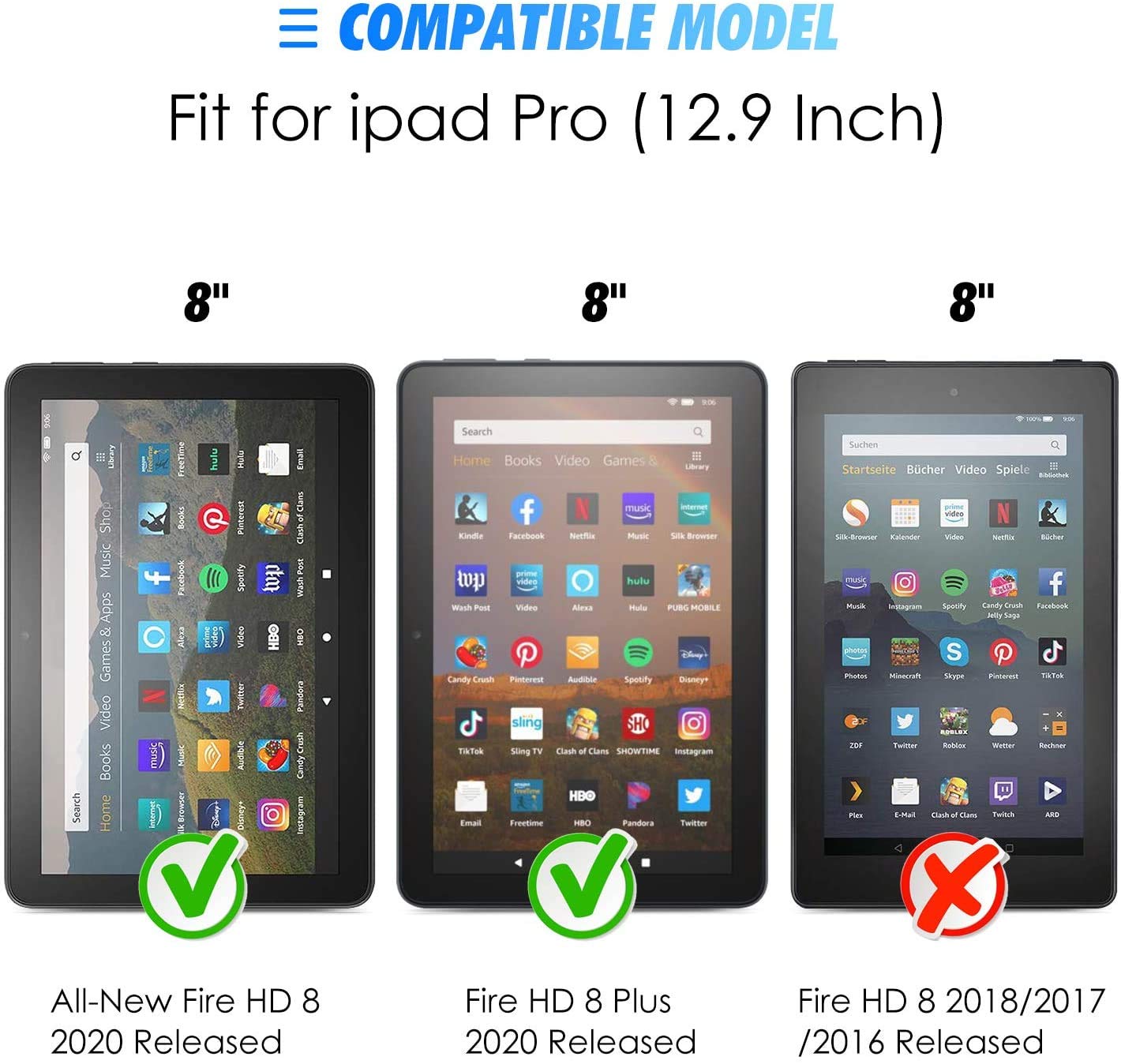 TANTEK [2-Pack Screen Protector for All-New Fire HD 8/HD 8 Plus/HD 8 Kids (10th gen, 2020 release),8-Inch,Tempered Glass Film,Ultra Clear,Anti Scratch,Bubble Free