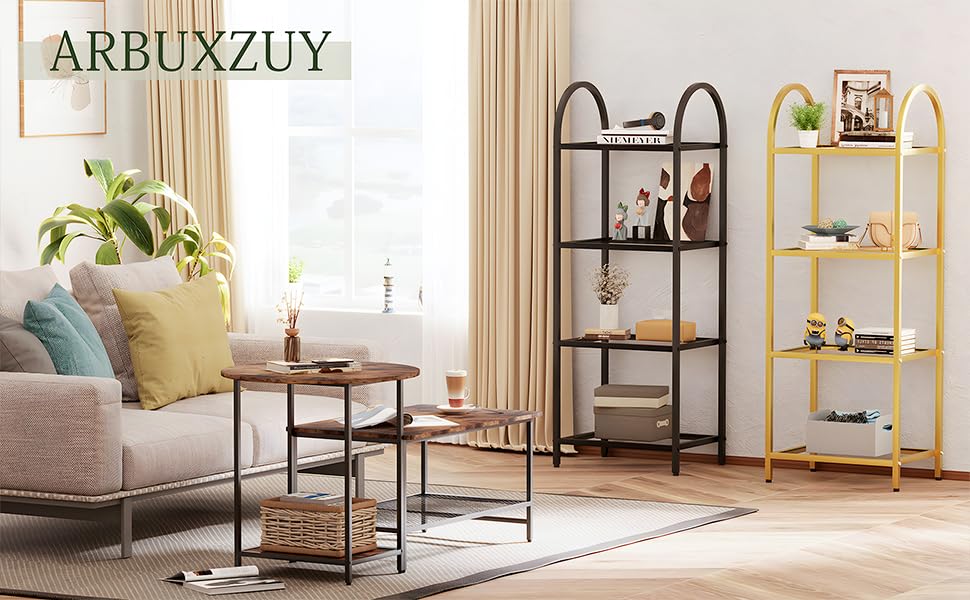 Arbuxzuy 4-Tier Bookcase ,Small Bookshelf ,Narrow Tempered Glass Bookshelves,Slim Shelving Unit for for Living Room, Bedroom, Home Office, Black