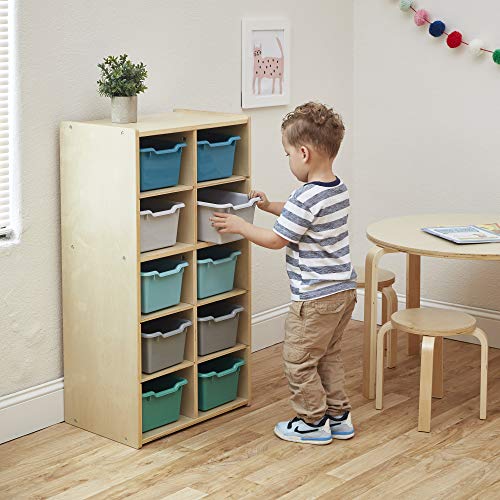 ECR4Kids Streamline 10 Cubby Tray Cabinet with Scoop Front Storage Bins, 5x2, Classroom Furniture, Contemporary