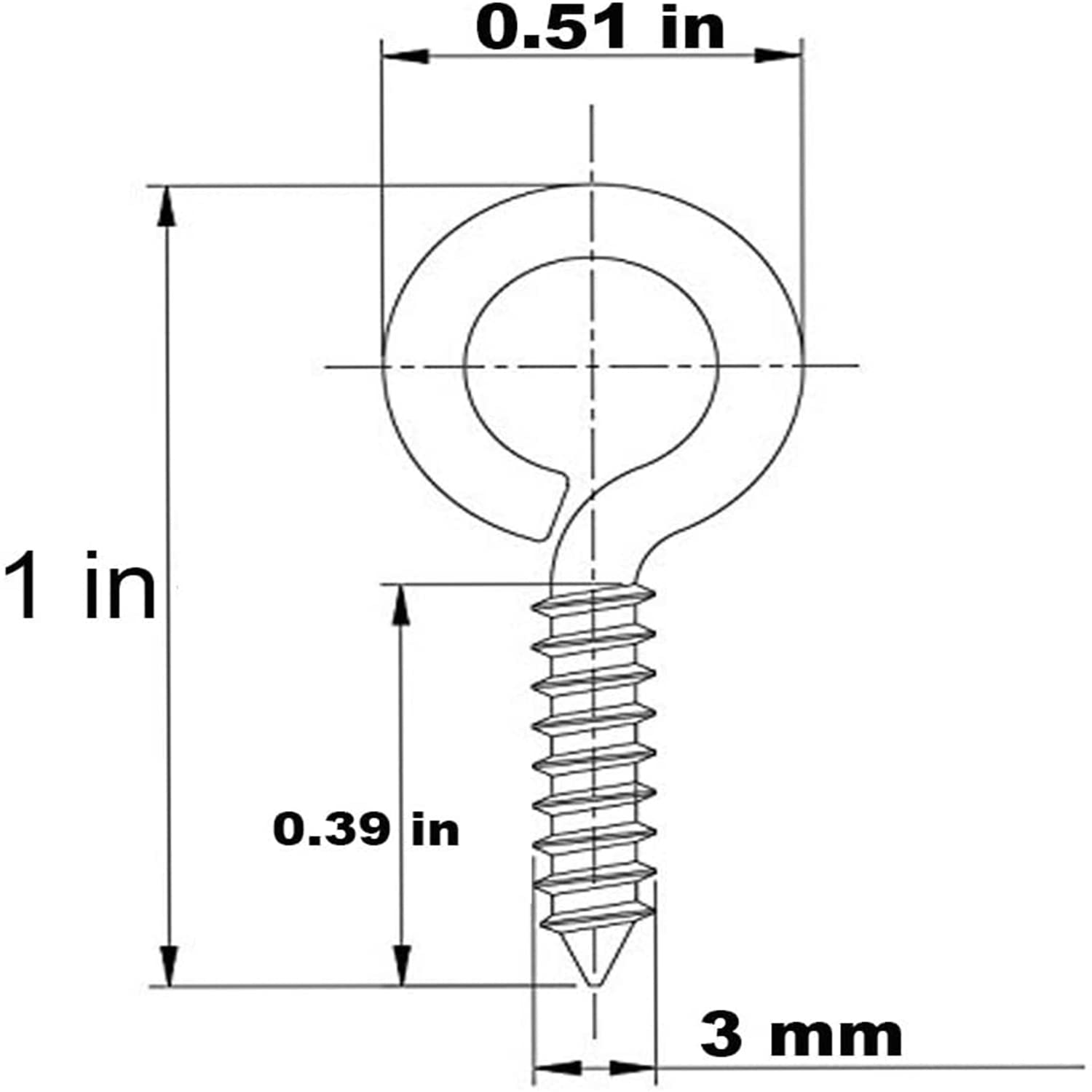 30 Pcs 2 Inch Metal Screw Eyes Hook Self Tapping Screw in Eye Hooks Ring for Indoor & Outdoor Hanging, Lifting and Securing Cables, Wires Etc Small Items, Black
