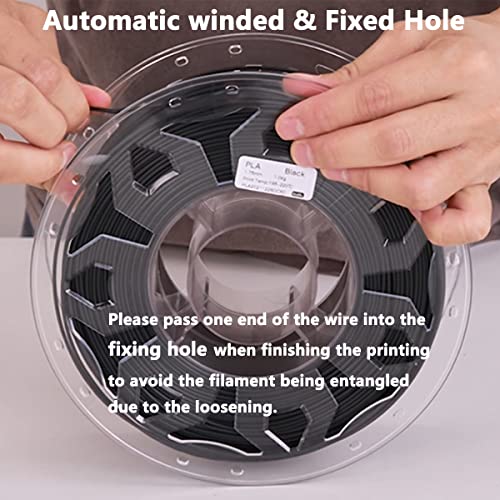 Comgrow PLA 3D Printer Filament, 3D Printer Filament 1.75mm, 1kg Spool Filament (2.2lbs), Dimensional Accuracy +/- 0.03mm, PLA Black, fit Most FDM 3D Printers