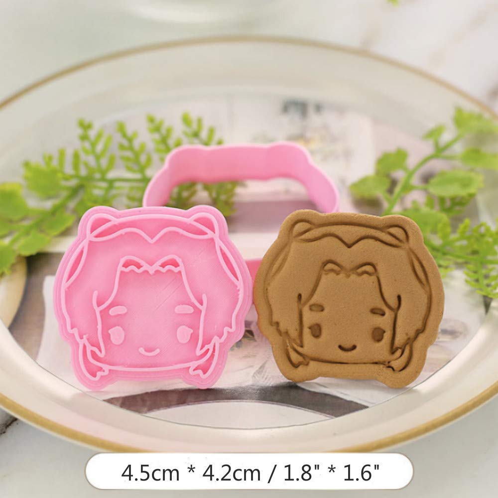 3D Anime Cookie Cutter Mold, 6 PCS Cookie Stamp and Cutter Kitchen Tool Party Cookie Mold