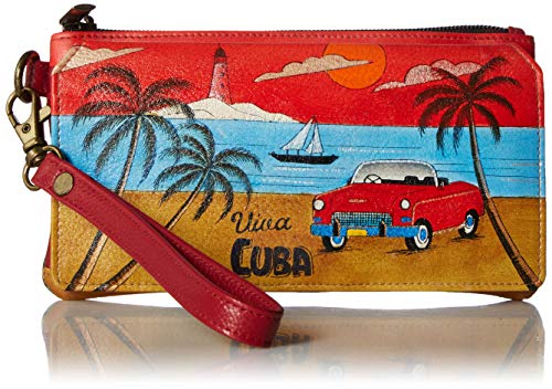 Anna by Anuschka Women's Hand-Painted Genuine Leather Flap Organizer Wallet - Viva Cuba
