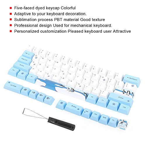 214 73 Pcs PBT Sublimation FiveFaced Dyed Keycaps PC Parts with Rich Colors,for Mechanical Gaming Keyboard (6064 Penguins)