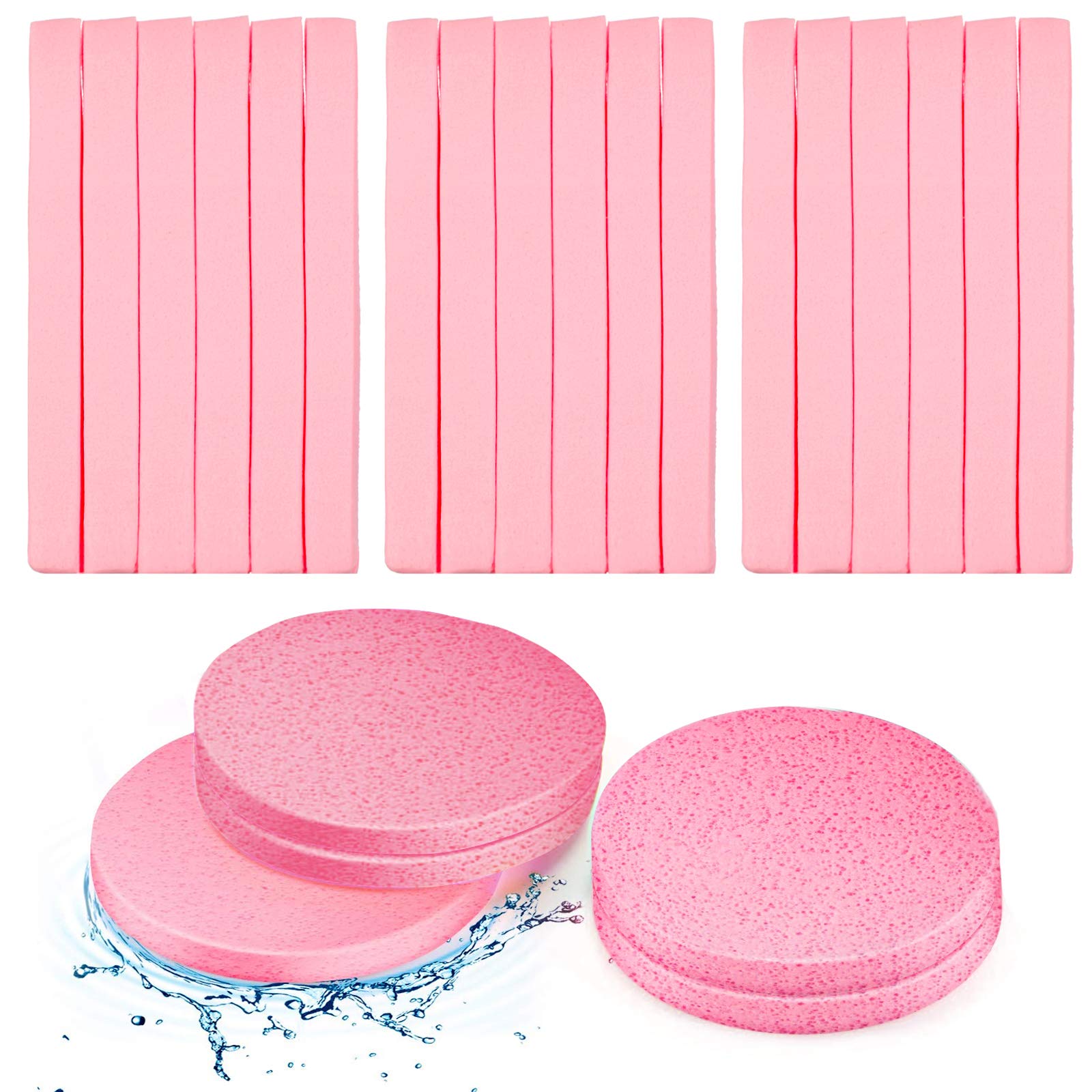 Loyim 120 Pieces Compressed Facial Sponge for Estheticians Face Makeup Removal Cleansing Sponge Pad Exfoliating Spa Wash Round Facial Cleansing Pads Supplies(Pink)