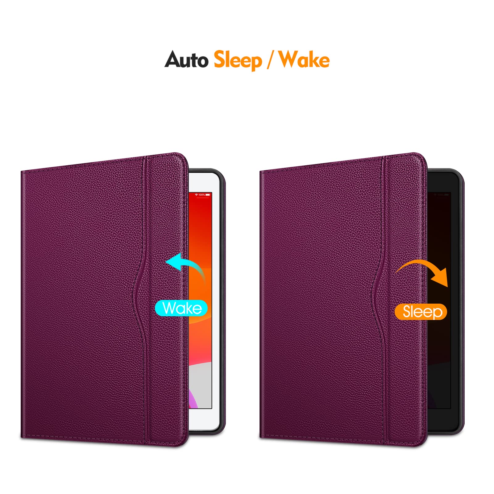 Fintie Folio Case for iPad 9th / 8th / 7th Generation (2021/2020/2019) 10.2 Inch - Multi-Angle Viewing Soft TPU Smart Stand Back Cover with Pocket, Pencil Holder, Auto Sleep/Wake, Purple