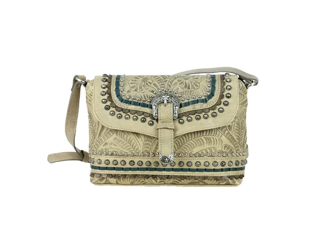 American West Western Leather Flap Crossbody Handbag