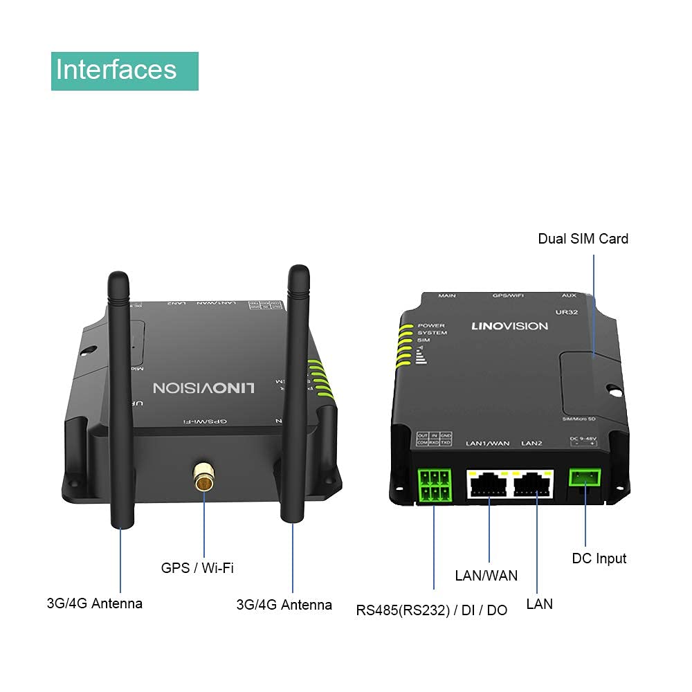 LINOVISION Rugged and Versatile Cellular Router & 4G DTU with RS485, Industrial 4G LTE WiFi Router with Dual SIM Cards Slot, Supports AT&T and T-Mobile