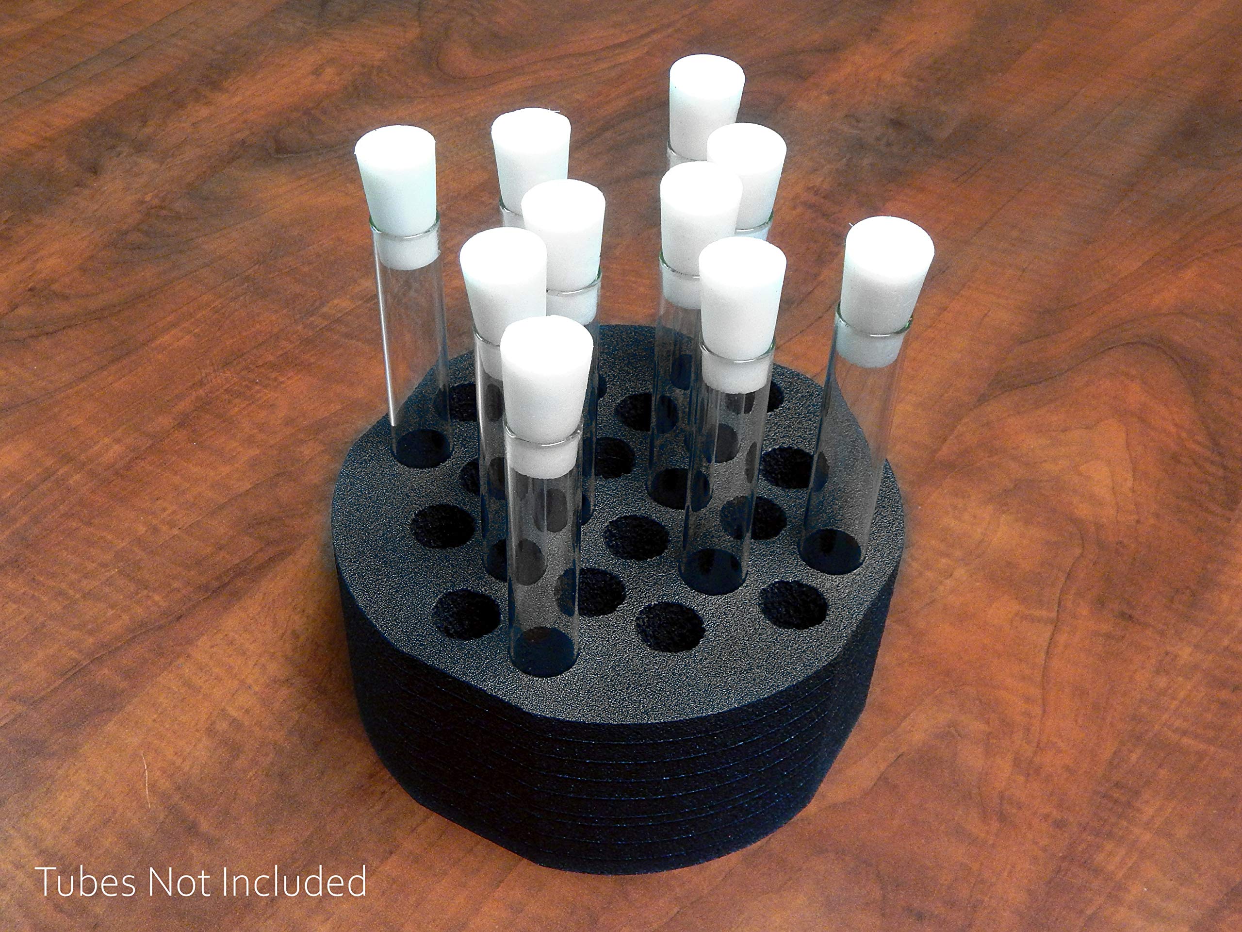 Polar Whale 2 Test Tube Racks Black Foam Round Shaped Holder Storage Organizer Stand Transport Holds 24 Tubes Fits up to 20mm Diameter