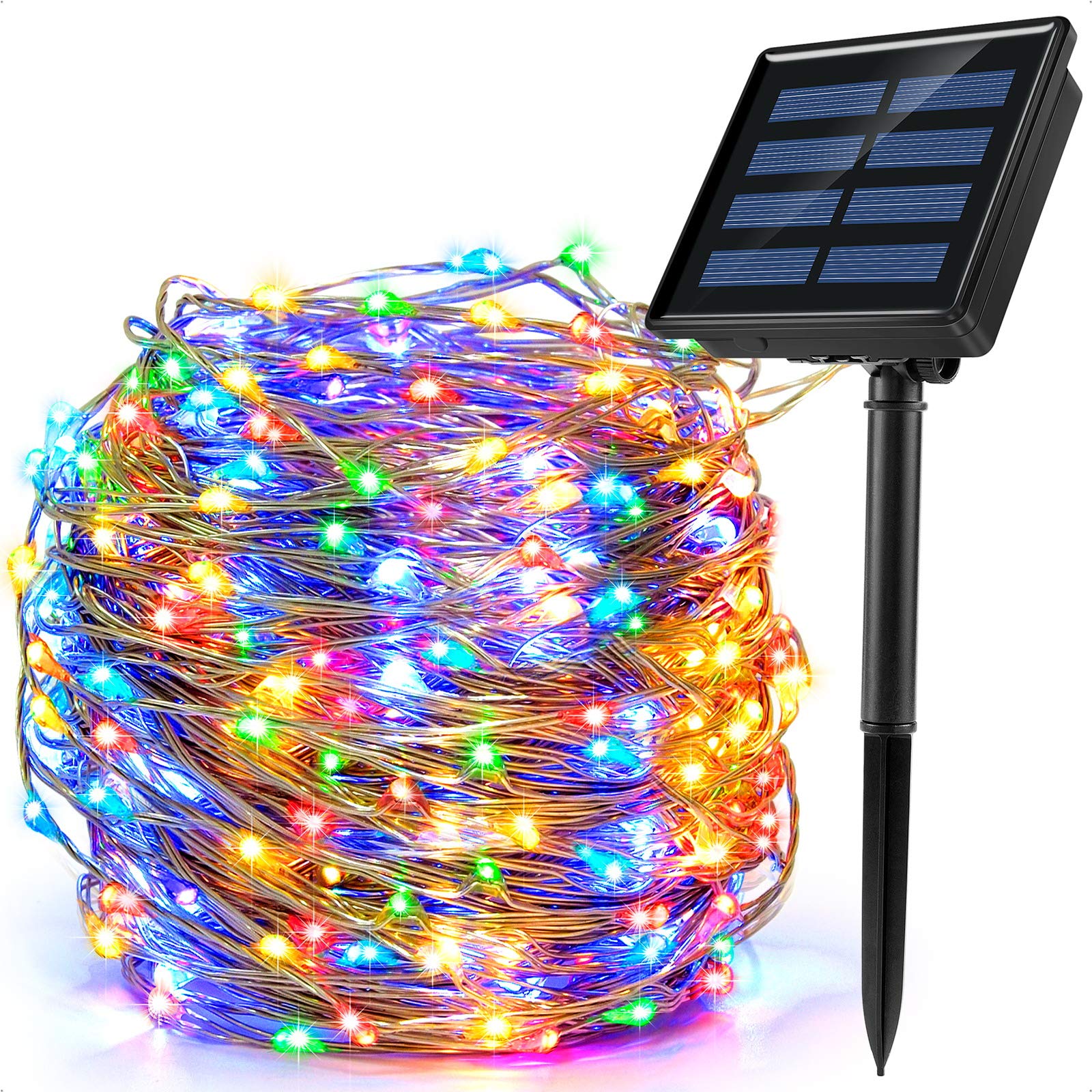 Ankway Solar String Lights Multi Color, Solar Outdoor Lights 200 Led 72 ft Solar Fairy Lights Outdoor Decorations for Patio 8 Modes Solar Fairy Lights IP 65 Waterproof for Tree House Bedroom Decor