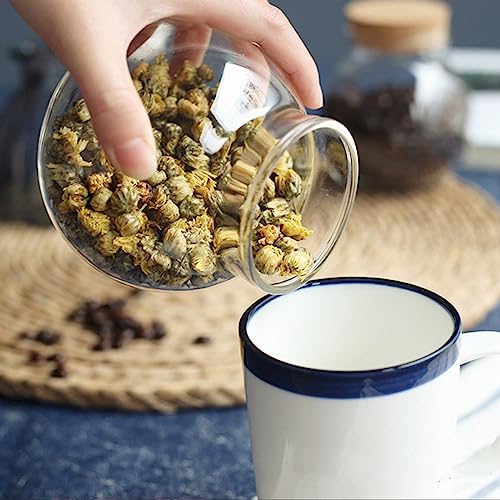 Aurfedes Set of 2 round glass jars with Bamboo lid β 17oz wedding candy jar kitchen Storage jar, perfect for tea, biscuits, cereals, flour, beans, spices, coffee beans etc (2PCS)