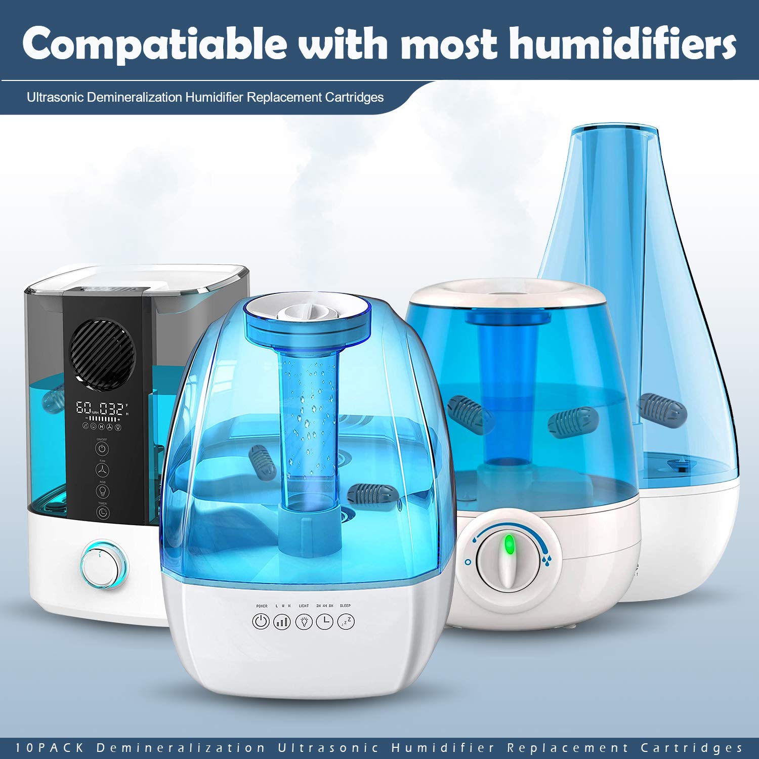 Anyhow Demineralization Ultrasonic Humidifier Replacement Cartridges, Filter Mineral Deposits, Prevents Hard Water Build-Up, Eliminates White Dust, Removes Odor-10Pack