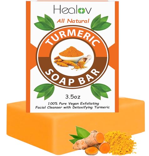Turmeric Soap Bar for Face & Body - All Natural Turmeric Skin Soap - Turmeric Face Soap Reduces Acne, Heals Scars, & Cleanses Skin - 4oz Turmeric Bar Soap Detox Treatment for All Skin Types