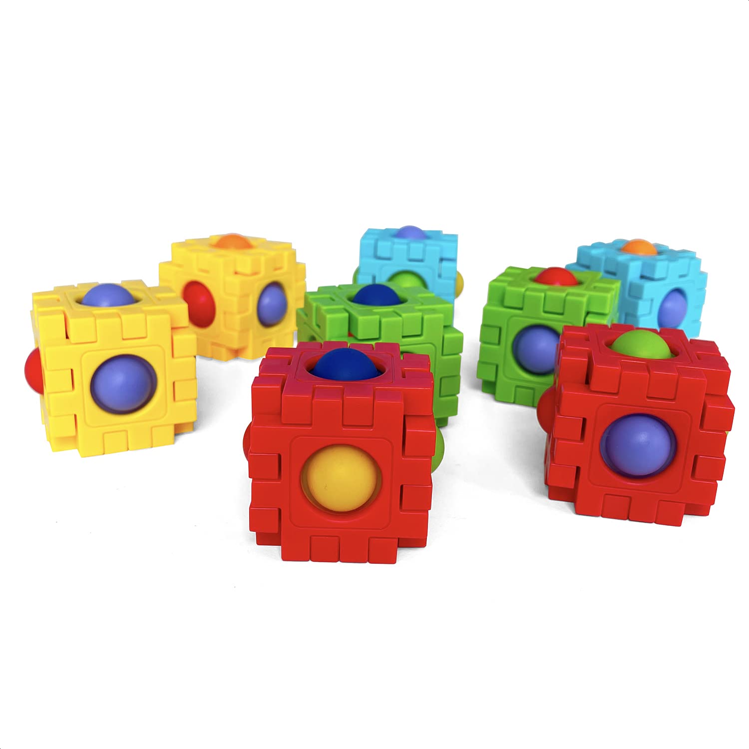 Anlabay Two-in-One Pop Blocks Pop Puzzle 48PCS, Jigsaw Puzzles, STEM Toys for 4 5 6 7 8 Year Old Kids, Bubble Popping Sensory Toy, Autism Sensory Toys for Autistic Children (Bubbles)