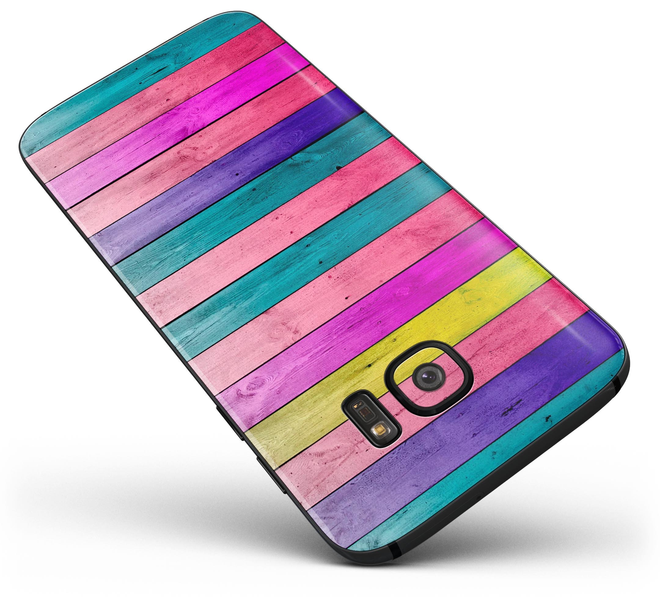Design Skinz Design Skinz Vibrant Neon Colored Wood Strips Full-Body Wrap Decal Skin-Kit for The Galaxy S8 Plus